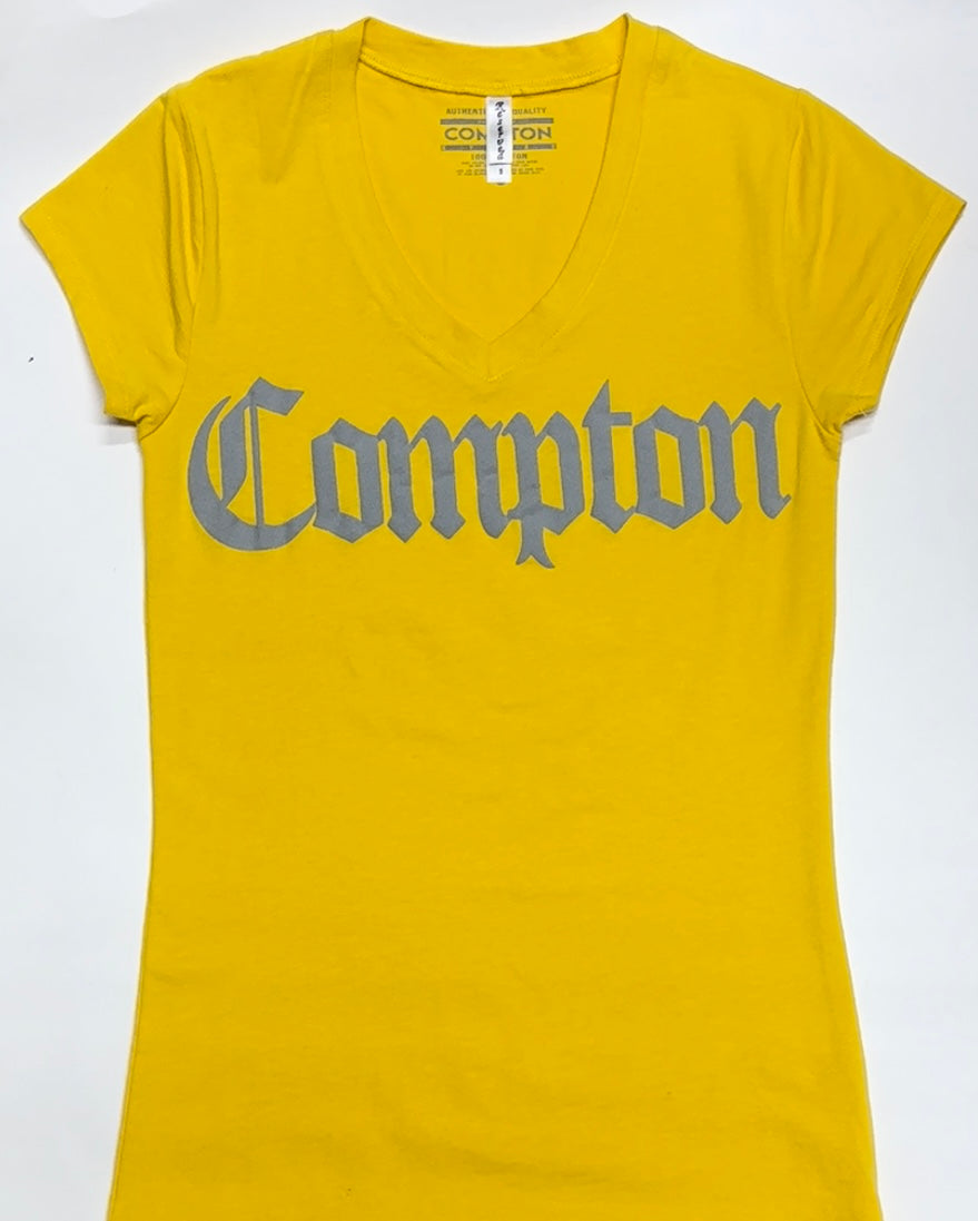 V-Neck Compton Old English Print Tee – Made In Compton Store